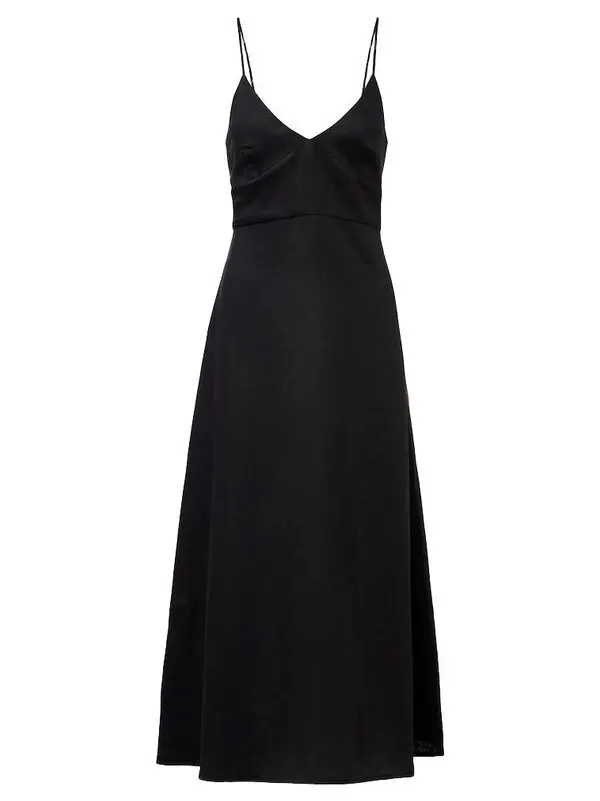 Asceno Ida Linen Midi Dress - Black