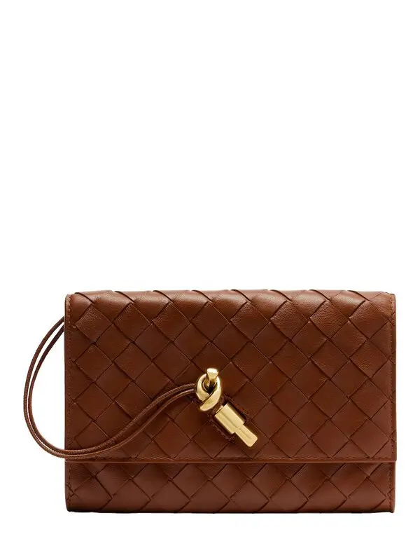 Bottega Veneta Andiamo Intrecciato Leather Pouch - Brown
