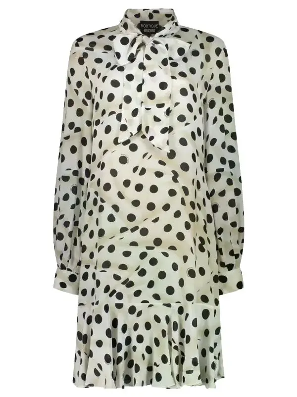 Moschino Polka Dot Ruffled Mini Dress - Neutrals