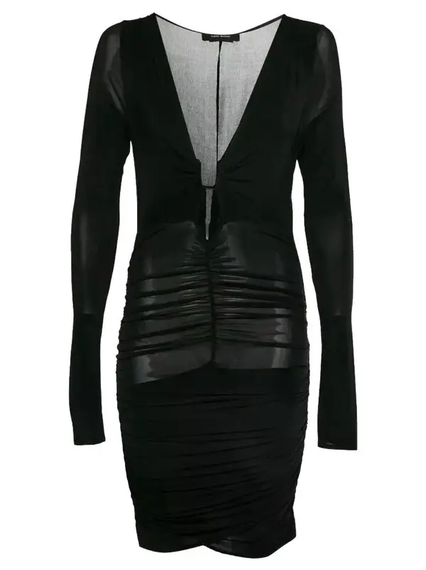Roland Mouret Jordana Ruched V-neck Mini Dress - Black