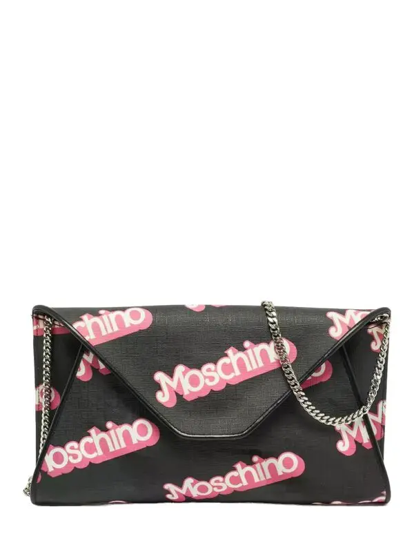 Moschino Barbie Logo Chain Clutch Bag - Black
