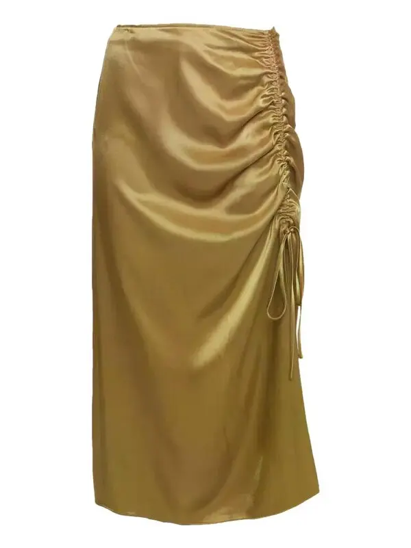 Polo Ralph Lauren Ruched Maxi Skirt With Side Slit - Brown
