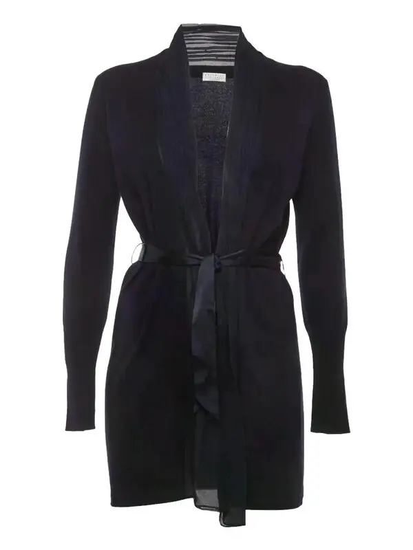 Brunello Cucinelli Belted Knit Cardigan - Blue