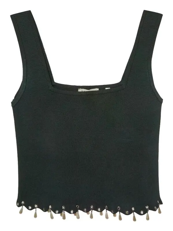 Sandro Embellished Crop Top - Green
