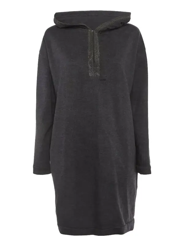 Brunello Cucinelli Hooded Mini Dress - Grey