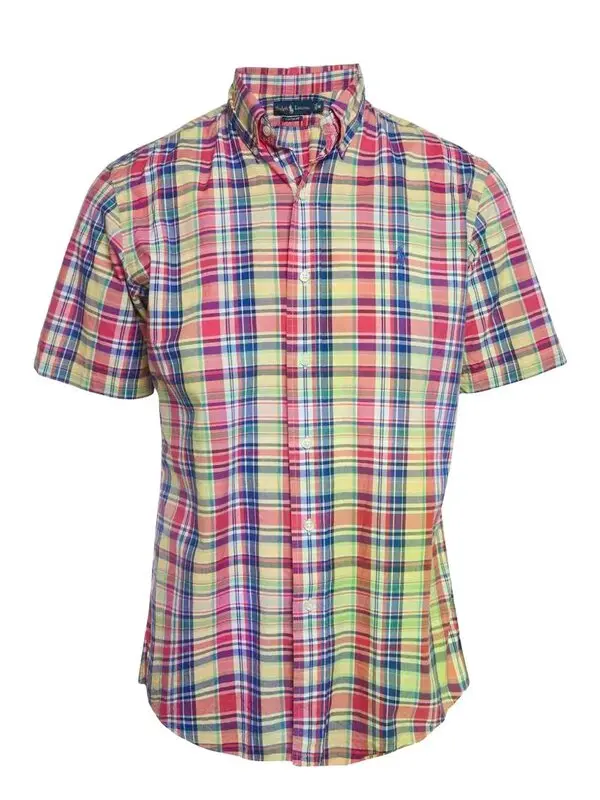 Ralph Lauren Plaid-pattern Short-sleeve Cotton Shirt - Red