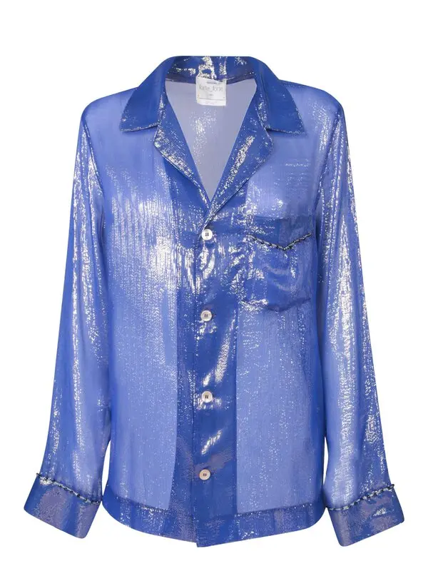 FORTE_FORTE Lurex Chiffon Shirt - Blue