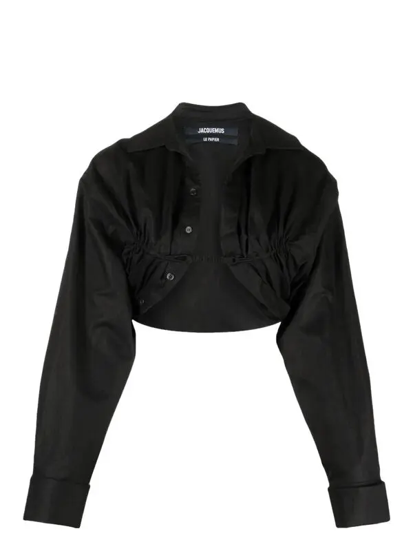 Jacquemus Machou Cropped Long-sleeved Top - Black
