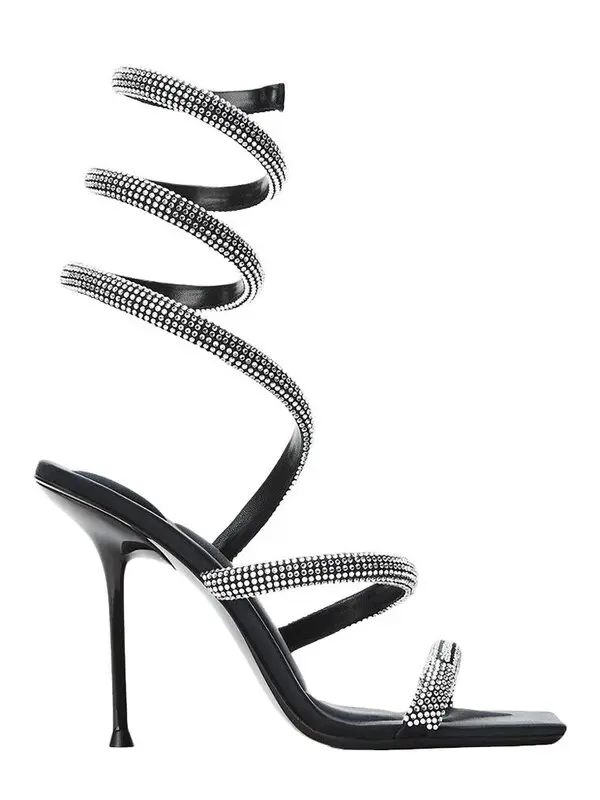 Alexander Wang Julie Crystal Coil Sandal - Black