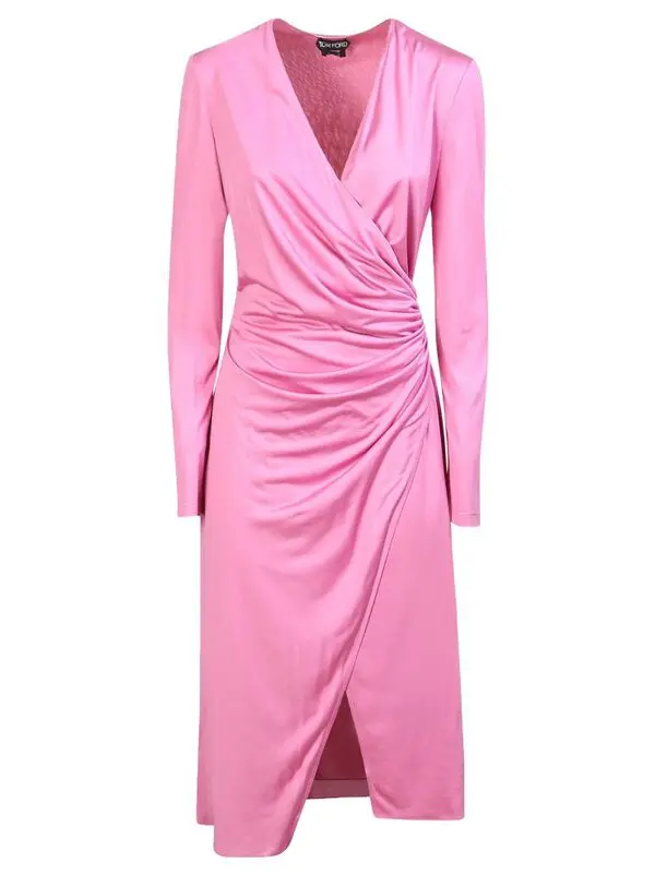 TOM FORD V-neck Wrap Midi Dress - Pink