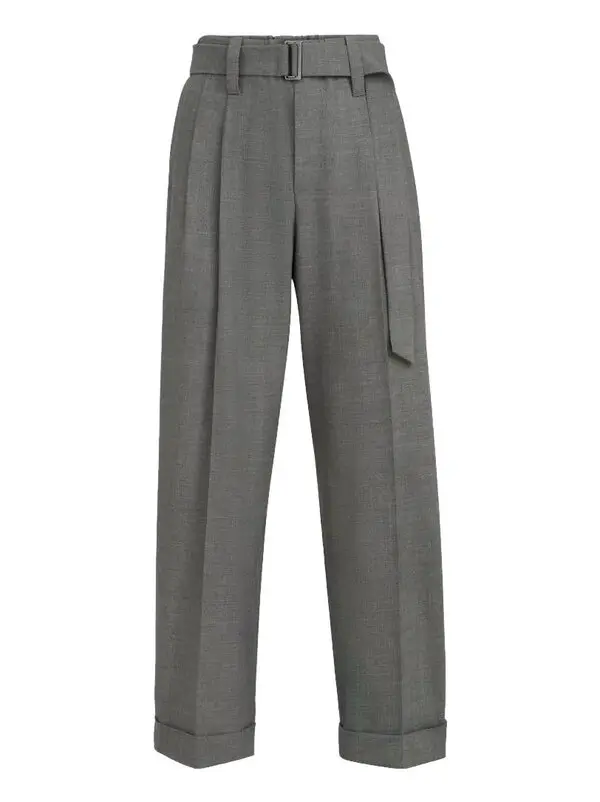 Brunello Cucinelli Tropical Luxury Wool Baggy Sartorial Trousers - Grey
