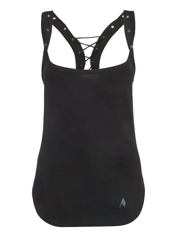 Attico Eyelet Lace-up Tank Top - Black