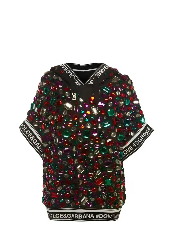 Dolce & Gabbana Crystal Embellished Hoodie - Black