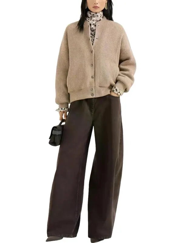 Brunello Cucinelli Cashmere English-rib Knit Bomber Jacket With Thermore® Padding - Neutrals