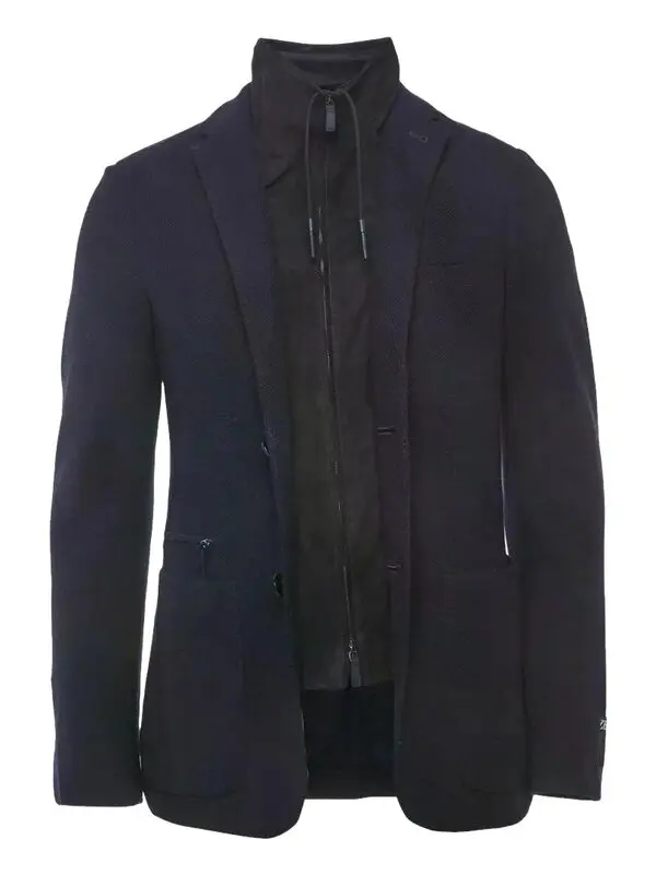 Zegna Navy Zip-up Jacket - Blue