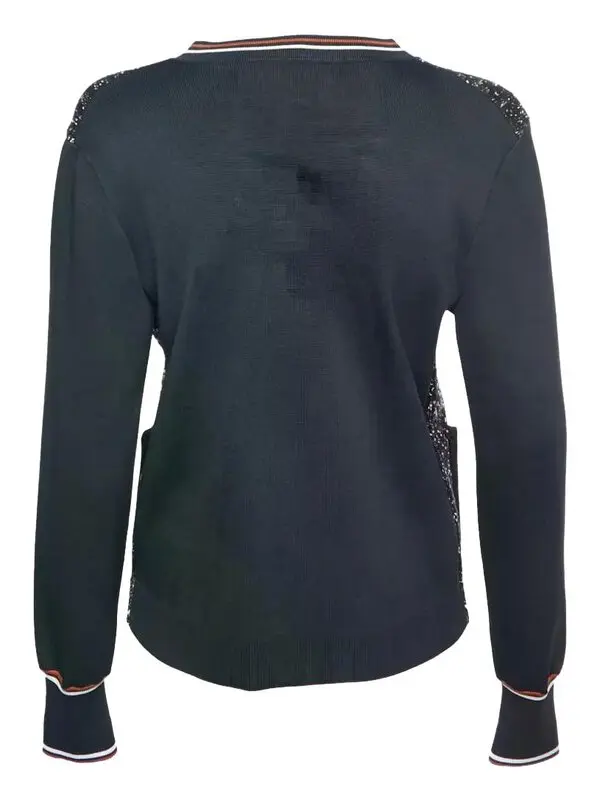 LOUIS VUITTON Tweed-style Knit V-neck Cardigan - Blue