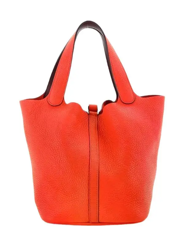 Hermès Picotin Lock Bag Clemence Mm Bucket Bag - Orange