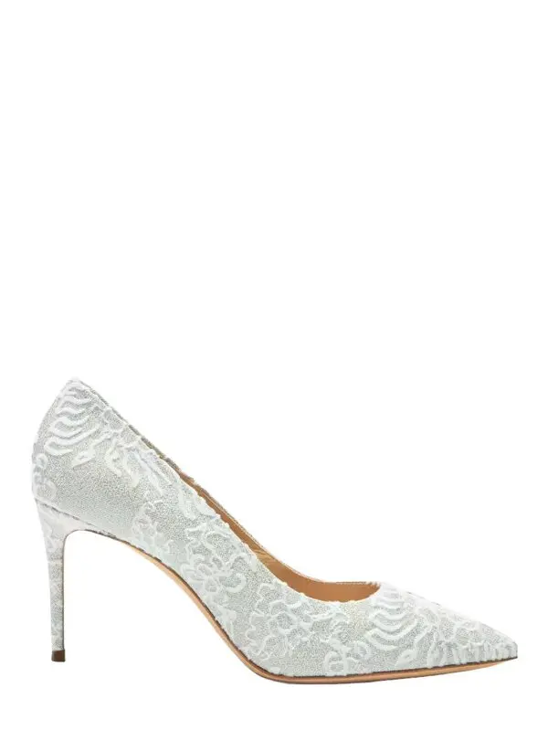 Casadei Julia Rigel Floral-flock Pumps - Silver