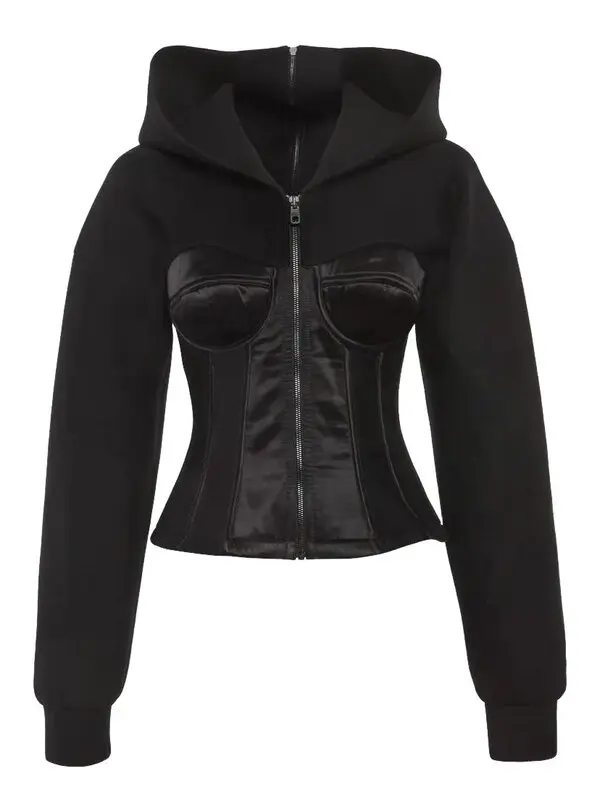 Dolce & Gabbana Satin-panel Hooded Jacket - Black