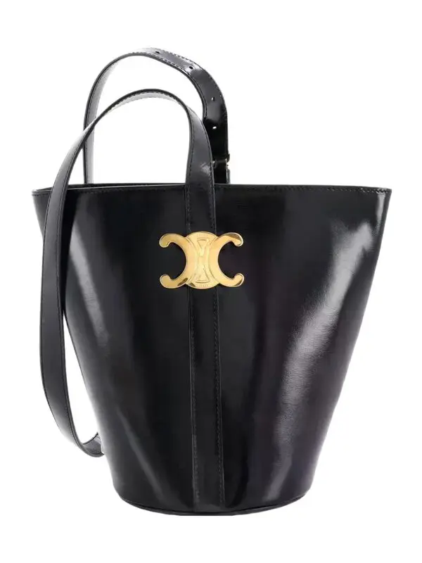 Celine Triomph Leather Small Bucket Bag - Black