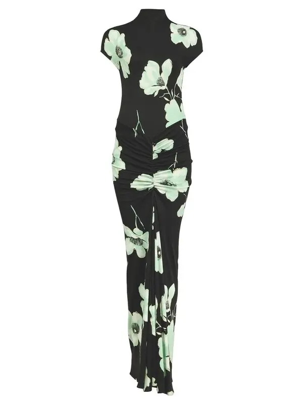 Alaïa Draped Floral Print Maxi Dress - Multi