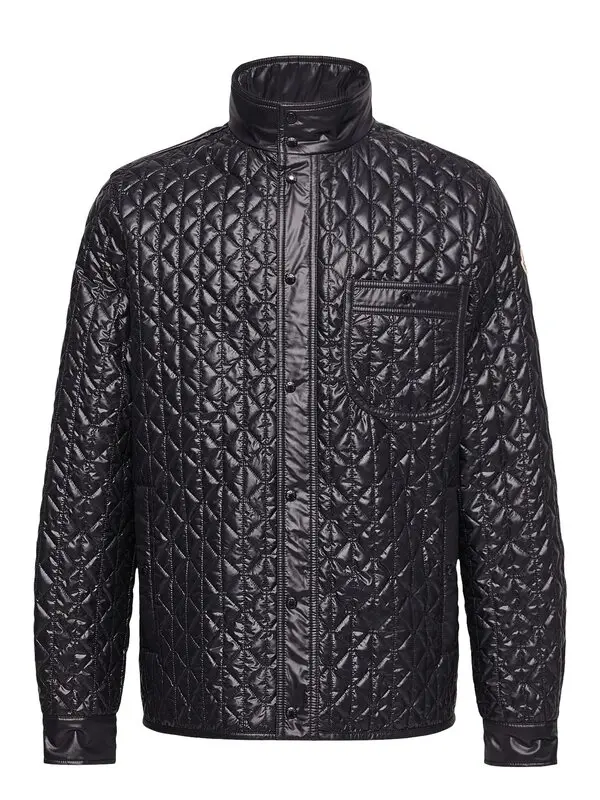 Moncler Quilted Jacket With Stand Collar - Blue