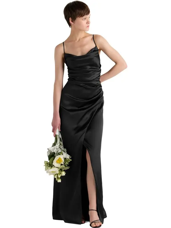 Quince Juliette Stretch Satin Gown - Black