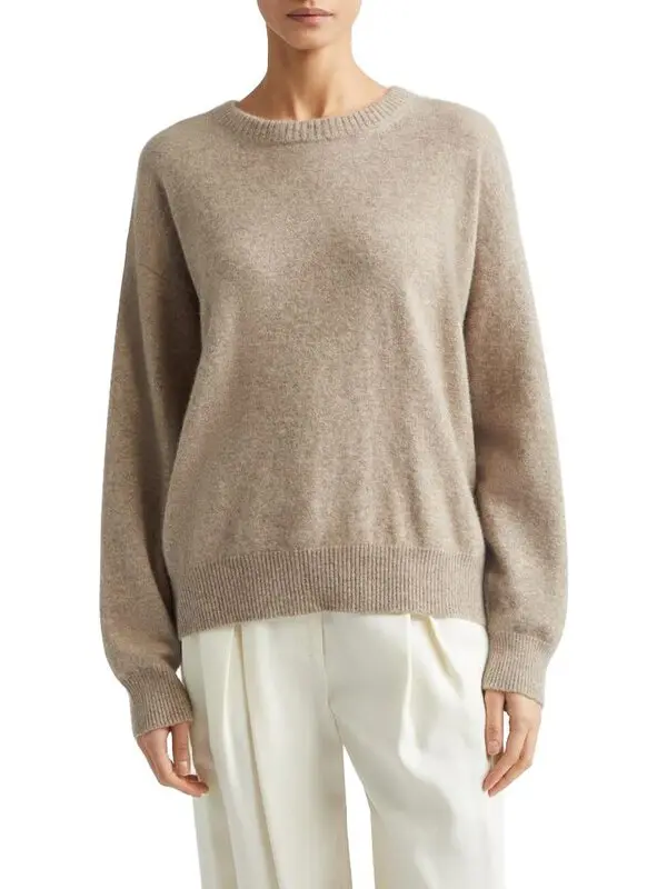 Johnstons Of Elgin Brushed Cashmere & Silk Crewneck Sweater - Cloud Stone
