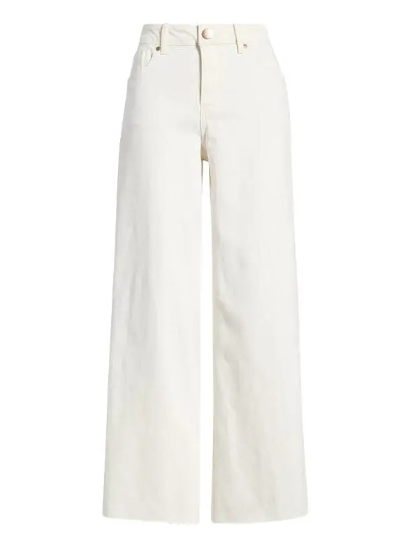 1822 Denim Raw Hem Wide Leg Jeans - Eggshell