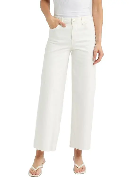 1822 Denim Raw Hem Wide Leg Jeans - Eggshell