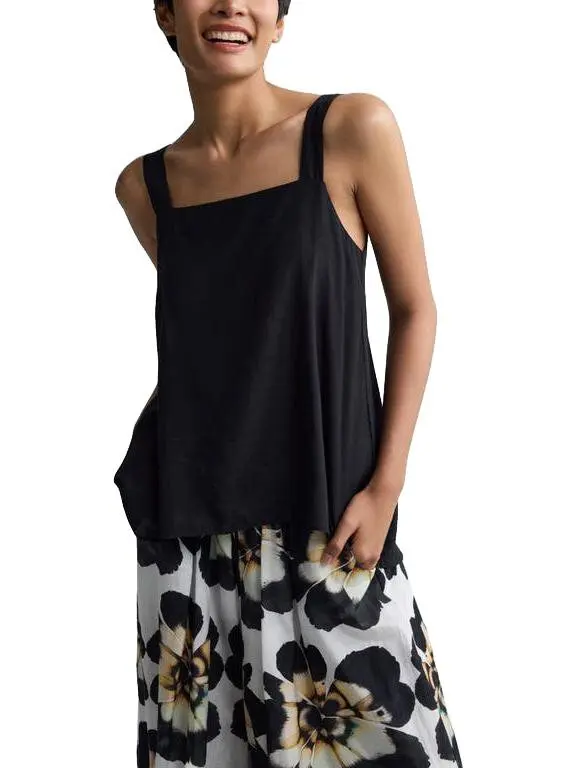 LUUKAA Lorena Minimalist Square-neck Tank Top - Black