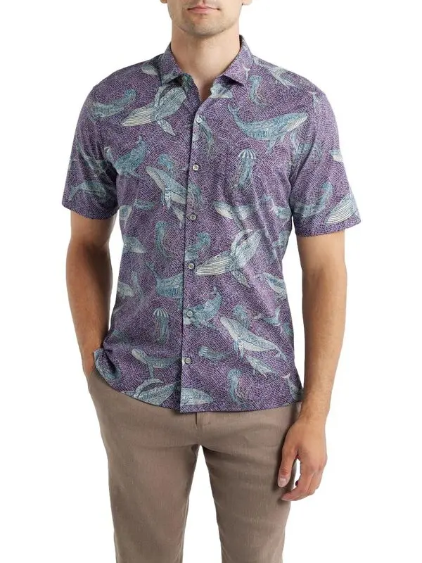 Tori Richard Marine Mosaic Button Down Shirt - Grape