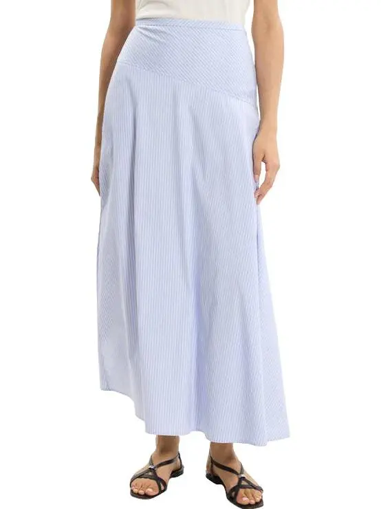 Theory Striped Cotton Blend Midi Skirt - Blue Multi