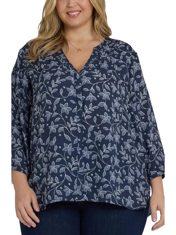 NYDJ Pintuck Floral Print Blouse - Lisette
