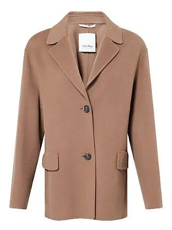 Max Mara Single-breasted Notch Lapel Wool Jacket - Mud