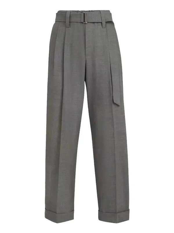 Brunello Cucinelli Tropical Luxury Wool Baggy Sartorial Trousers - Grey