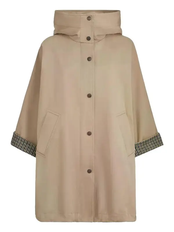 Brunello Cucinelli Cotton And Linen Hooded Outerwear Jacket With Monili - Neutrals