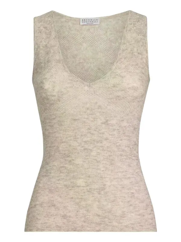 Brunello Cucinelli Silk, Alpaca And Wool Flower-lace Knit Top - Neutrals