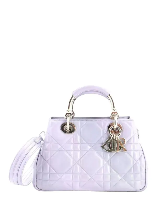 Dior Lady 95.22 Bag, Cannage Embossed Leather Crossbody Bag - Grey