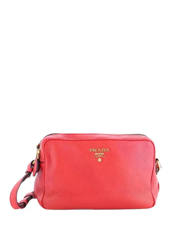 Prada Vitello Daino Double Zip Camera Bag - Red