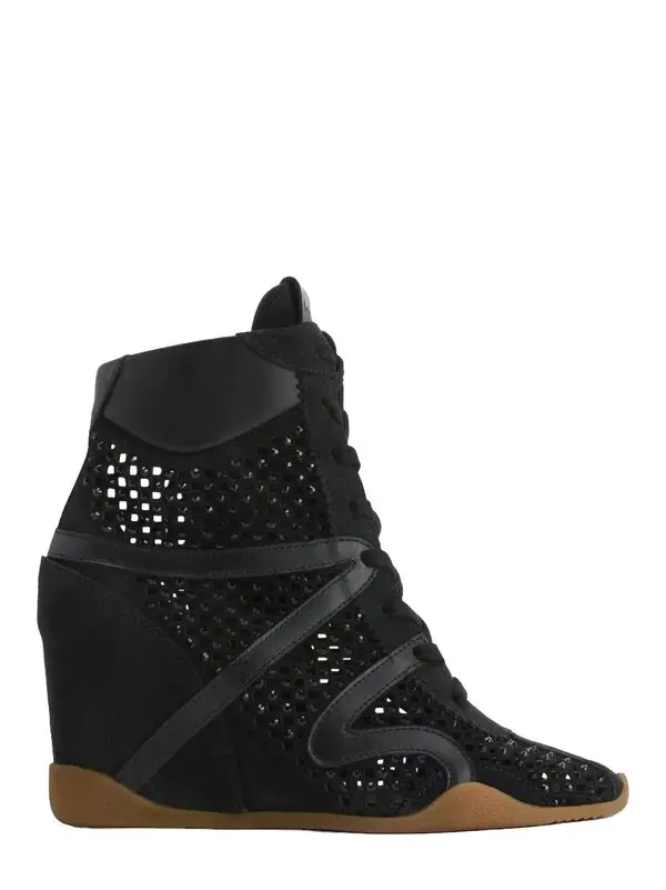 GIUSEPPE ZANOTTI Suede Perforated Wedge Sneakers - Black