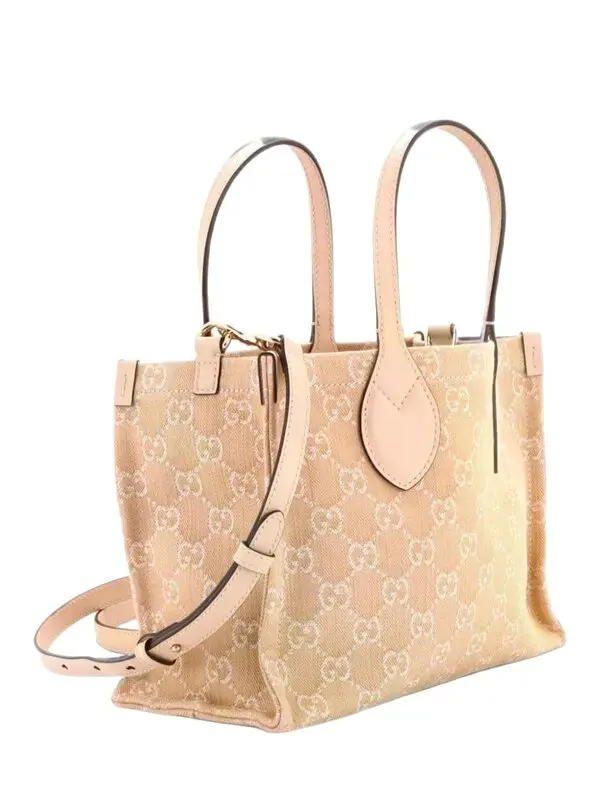 Gucci Ophidia Gg Denim Medium Shopper Tote Bag - Neutrals