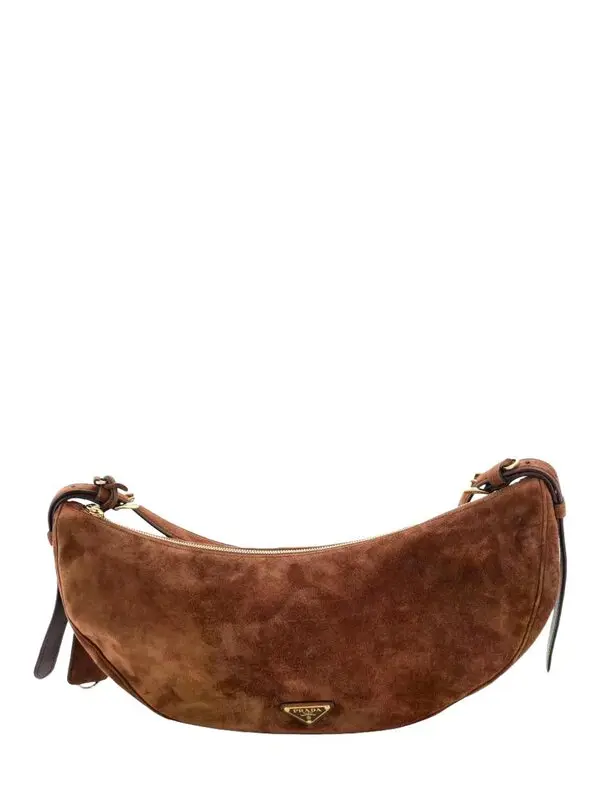 Prada Suede Demi-lune Shoulder Bag - Brown