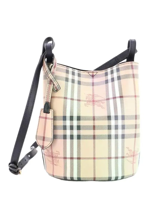 Burberry Lorne Haymarket Coated Canvas Small Bucket Bag - Brown