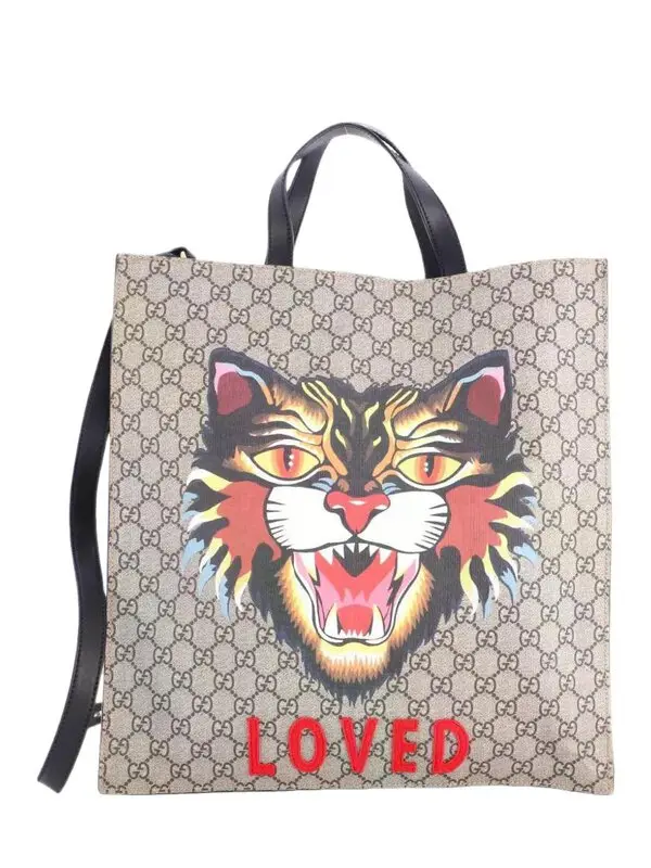 Gucci Convertible Soft Open Printed Gg Coated Canvas Tall Tote Bag - Brown
