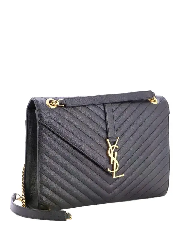 Saint Laurent Matelassé Chevron Leather Shoulder Bag - Black