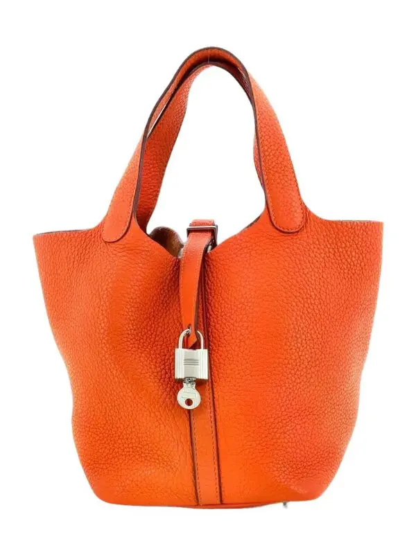 Hermès Picotin Lock Bag Clemence Pm Bucket Bag - Orange