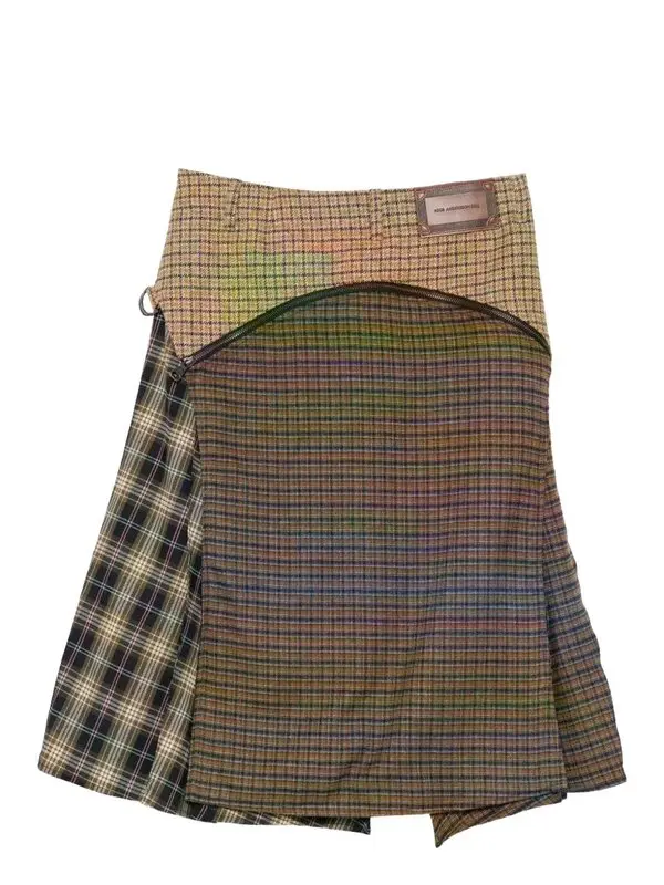 Andersson Bell Check Combo Belted Skirt - Brown