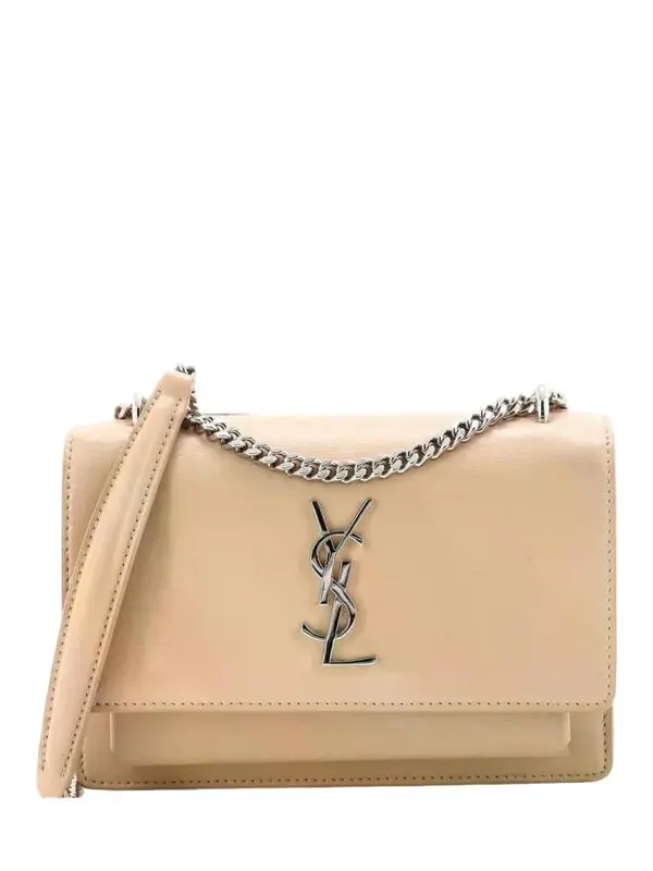 Saint Laurent Sunset Chain Wallet Leather Crossbody Bag - Neutrals