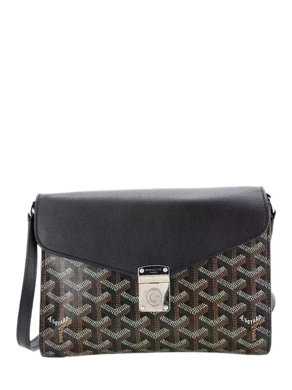 Goyard Chypre Wallet On Strap Coated Canvas With Leather Crossbody Bag - Black
